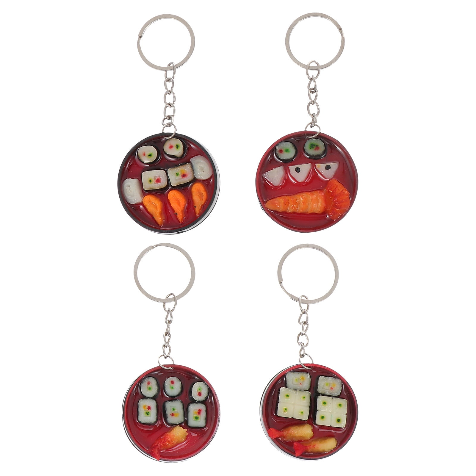 SHOWERORO 4Set Food Key Chains Red Round PVC Japanese Style Decoration ...