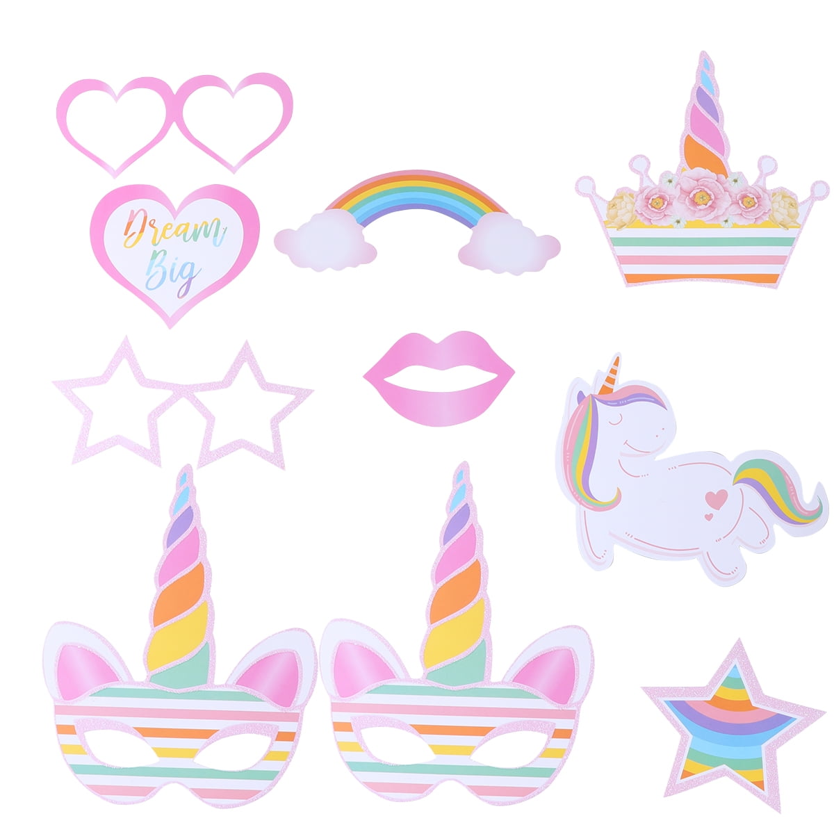 SHOWERORO 4Set Joyous Design Photo Booth Props Bright Color For Parties And Celebrations 18X1 ...