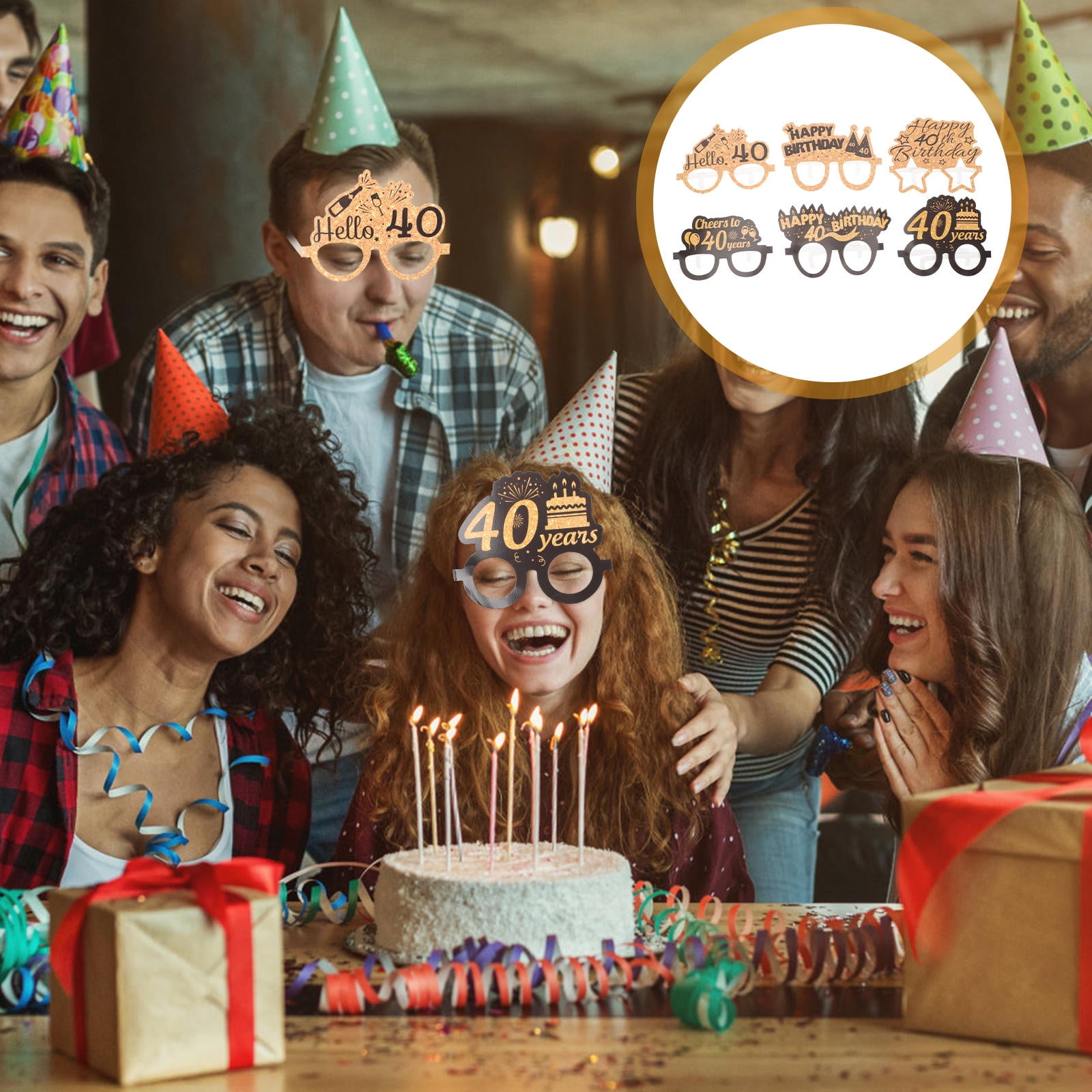 SHOWERORO 4Set Papierbrille Assorted Party Eyeglasses For All Ages ...