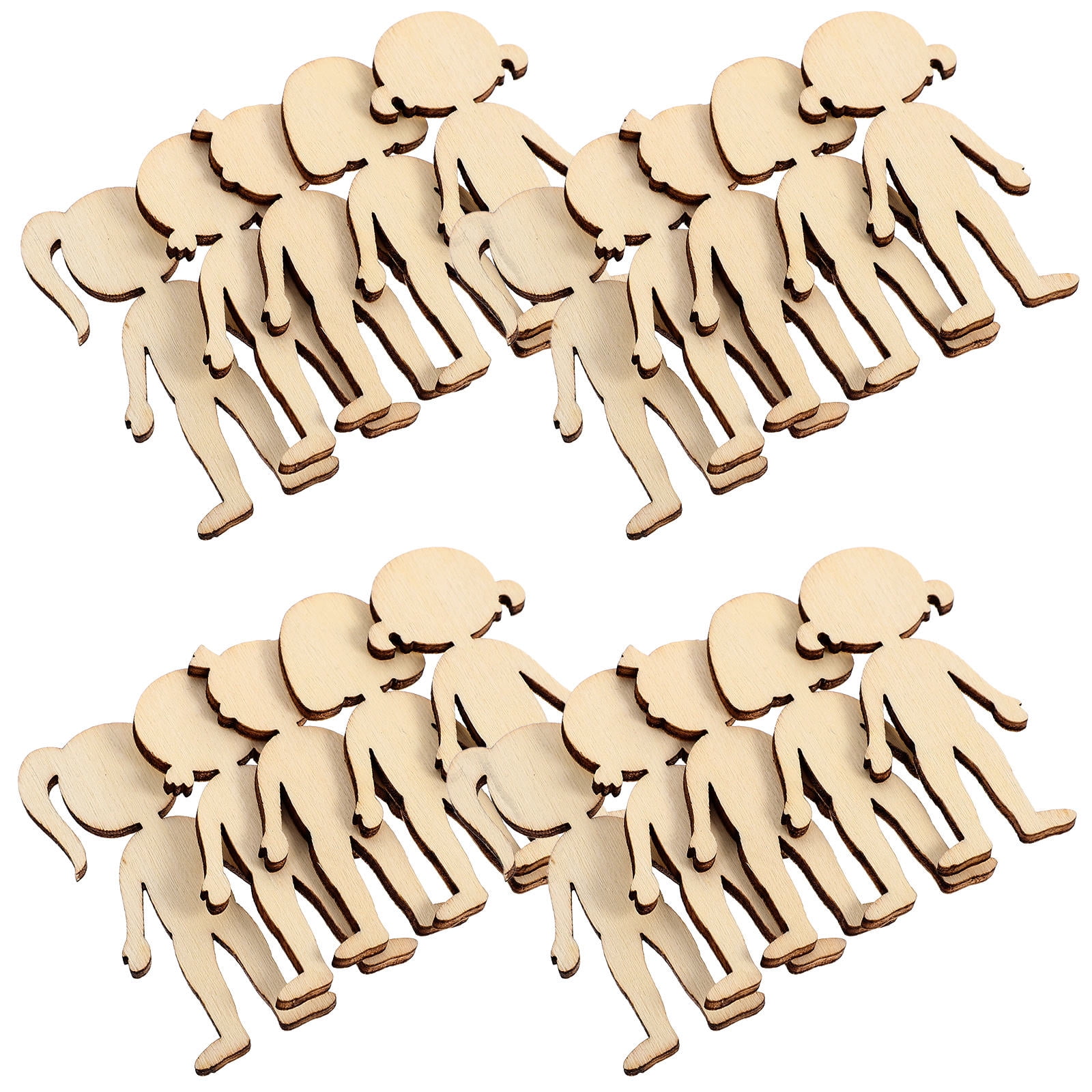 SHOWERORO 50Pcs Wooden Figurine Cutout Unfinished Wood Crafts Beige ...