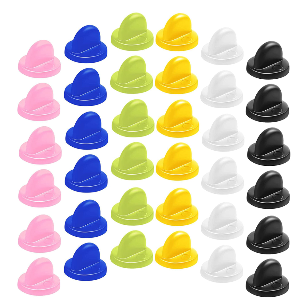 SHOWERORO 60Pcs Pin Backs Locking Clasp for Badge Holder Assorted Color ...