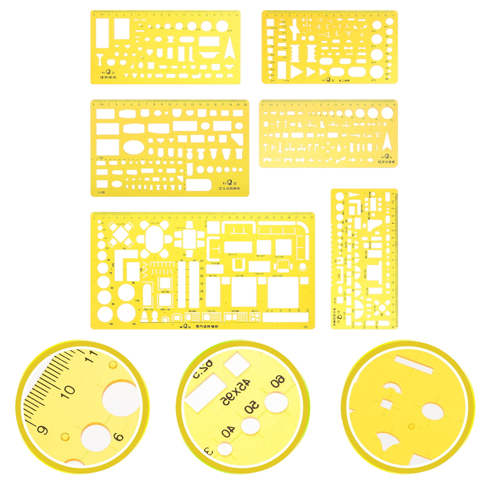SHOWERORO 6Pcs 0.2X16X30CM Plastic Drawing Templates for Engineers ...