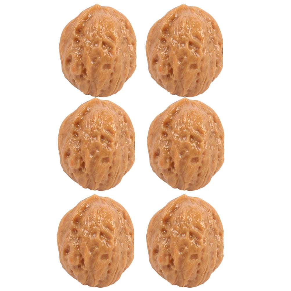SHOWERORO 6Pcs Walnut Ornaments Realistic Design Nut Shape For Food ...