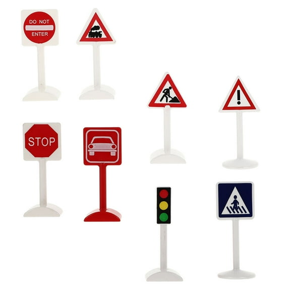 SHOWERORO 8Pcs Mini Traffic Signs Set Plastic Material for Traffic ...