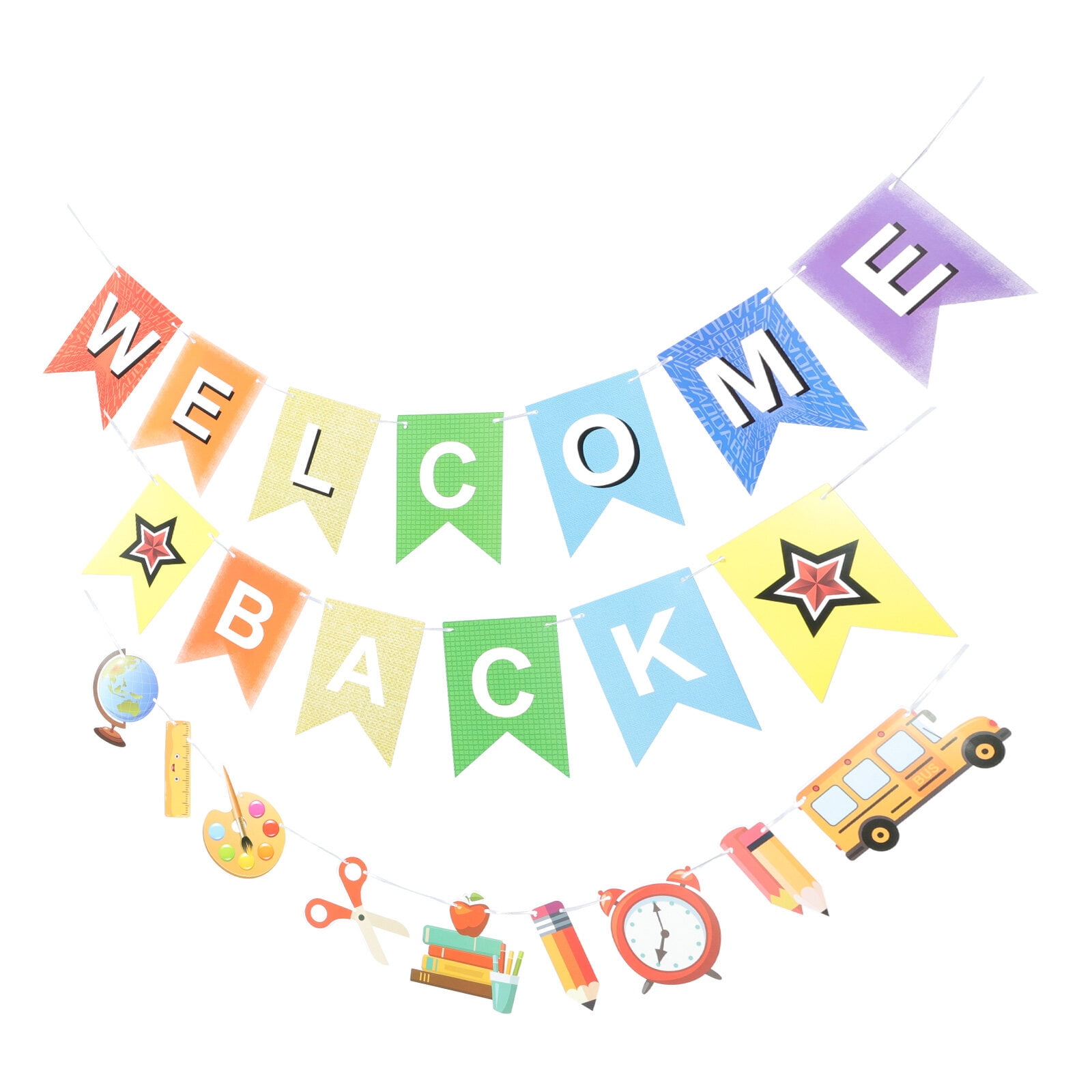 SHOWERORO Back-to-school Welcome Banner 2Pcs Rectangular Assorted Color ...