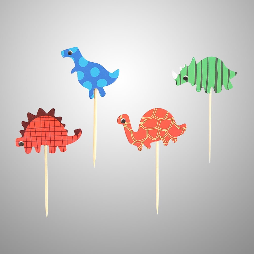 SHOWERORO Dinosaur Themed Cake Toppers Assorted Color Paper Material ...