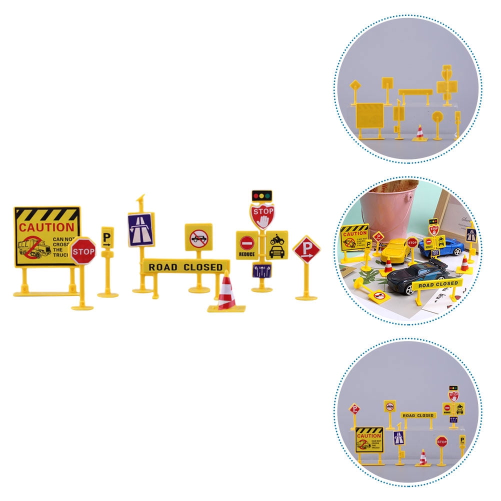 SHOWERORO Road Sign Toy Pretend Play Traffic Signs Family Time ...