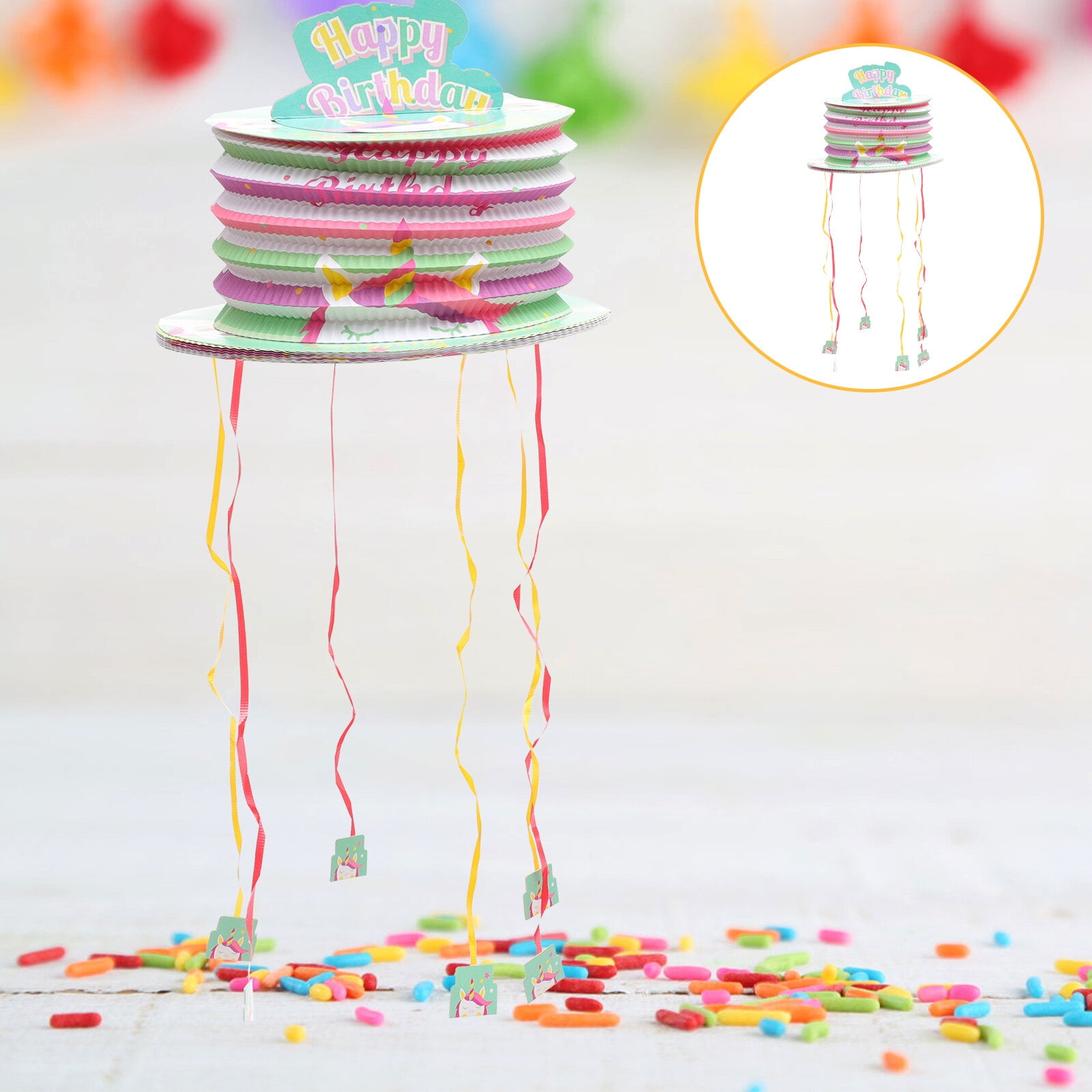 SHOWERORO Unicorn Shape Pull String Pinata for Kids Party Props and ...
