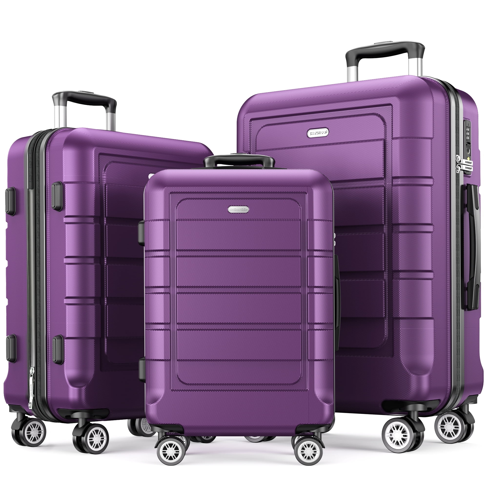 SHOWKOO 3Pcs Hard Shell Luggage Set with Expandable Spinner Wheels, TSA ...