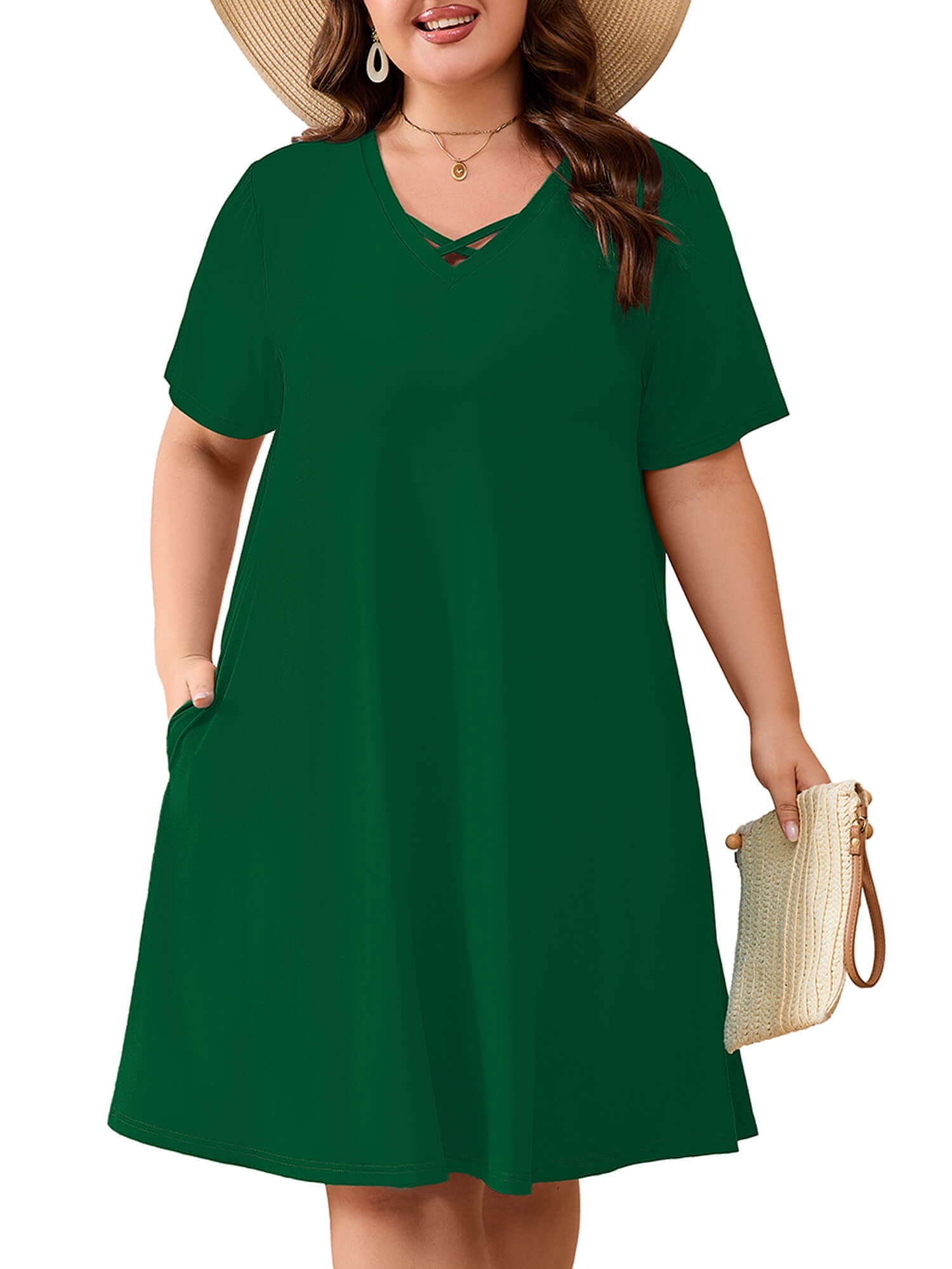 SHOWMALL Plus Size Short Sleeve Summer Dress for Women, Mother's Day ...