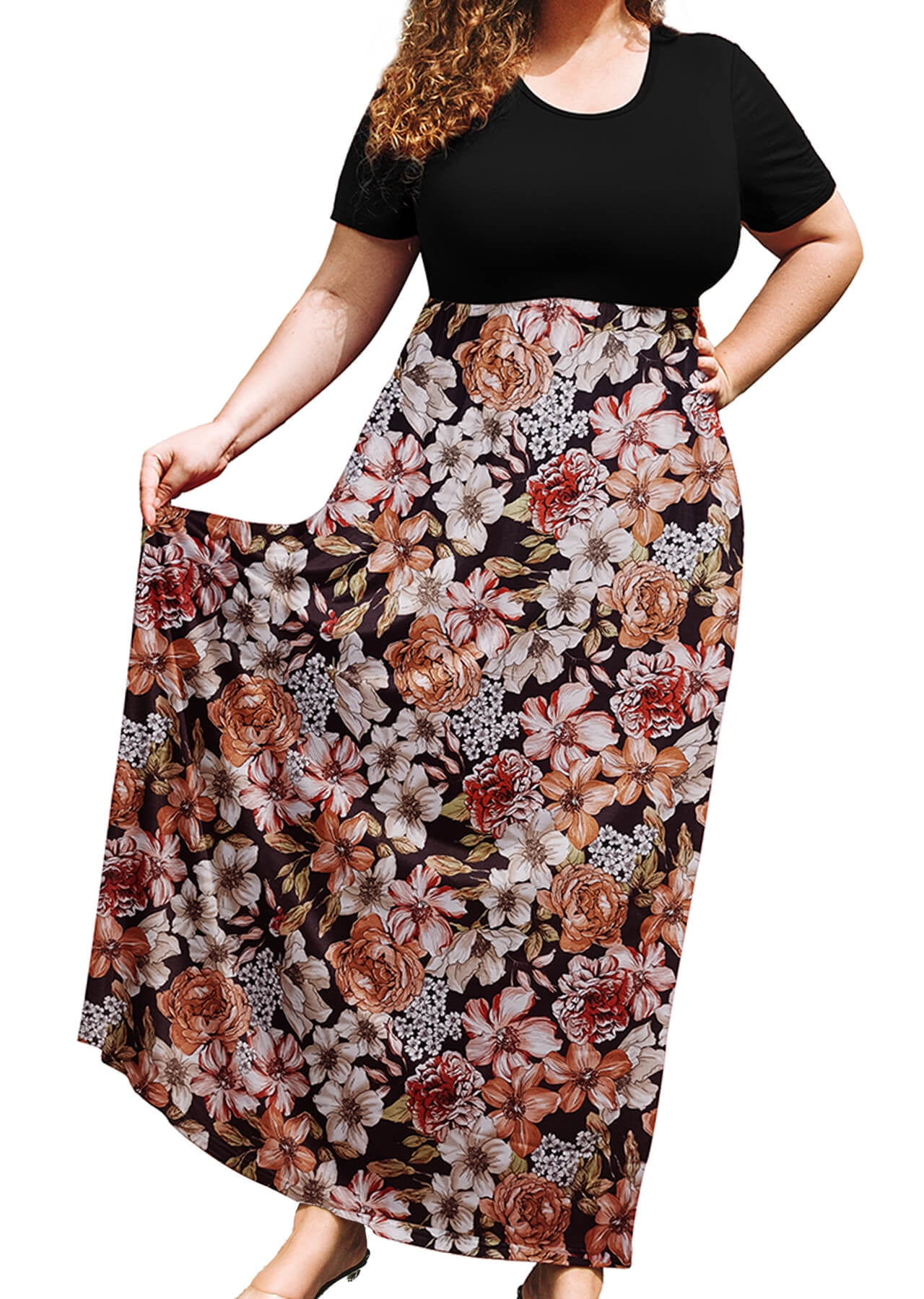 SHOWMALL Plus Size Summer Maxi Dress for Women Petal Panic 4X Short ...