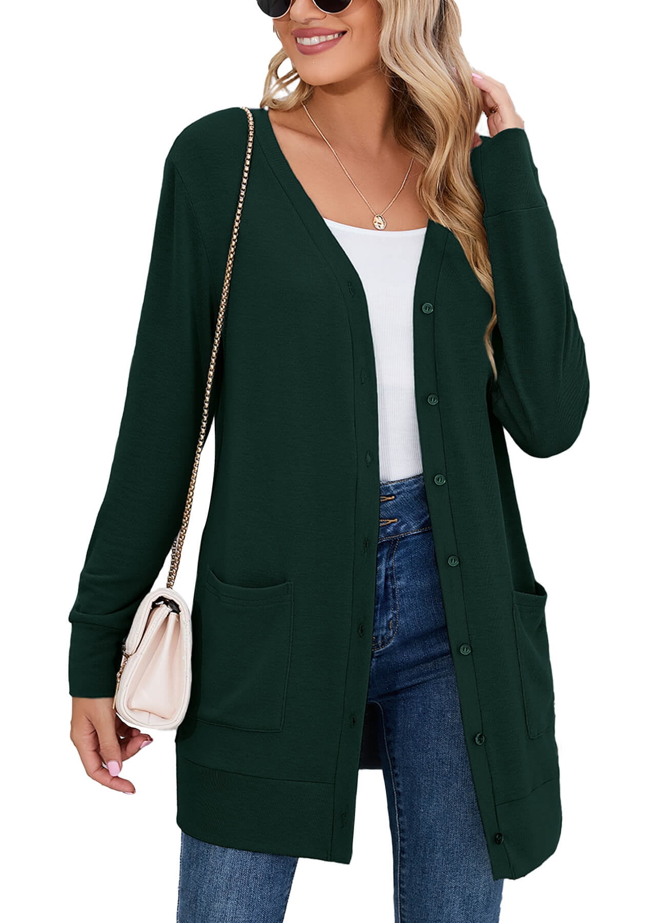 SHOWMALL Women Lightweight Cardigan Long Sleeve Button Down V Neck ...