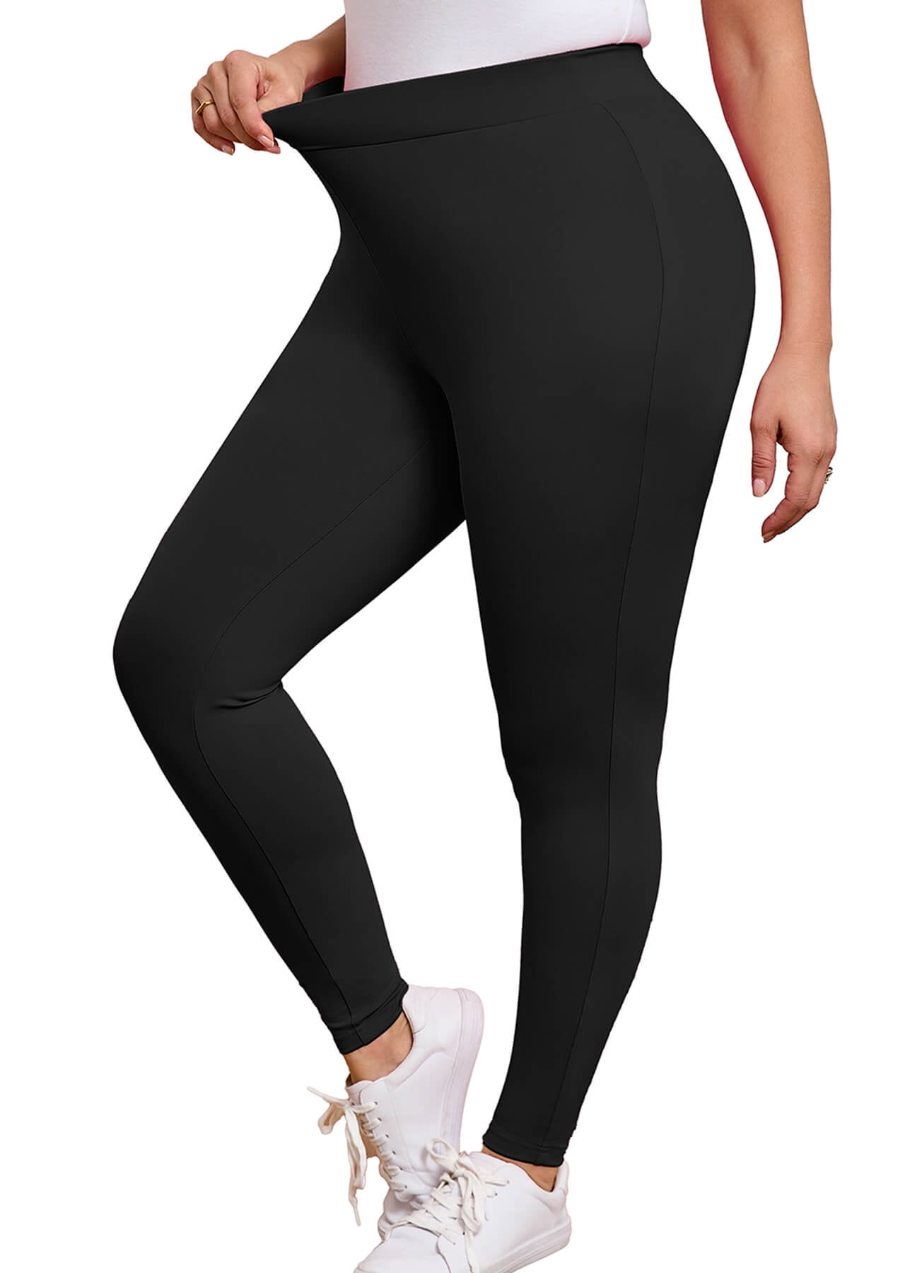SHOWMALL Women Plus Leggings High Waisted Activewear Pants Black 2X ...