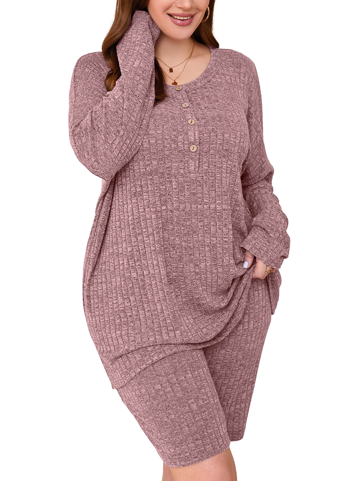 SHOWMALL Women Plus Pajamas Sets Lightweight for Spring / Summer Plus ...