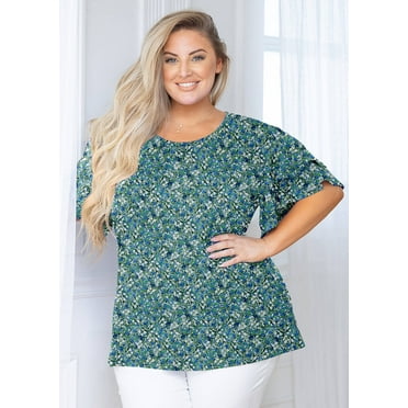 Fantaslook Plus Size Womens Blouses Long Sleeve Floral Tunic Tops ...