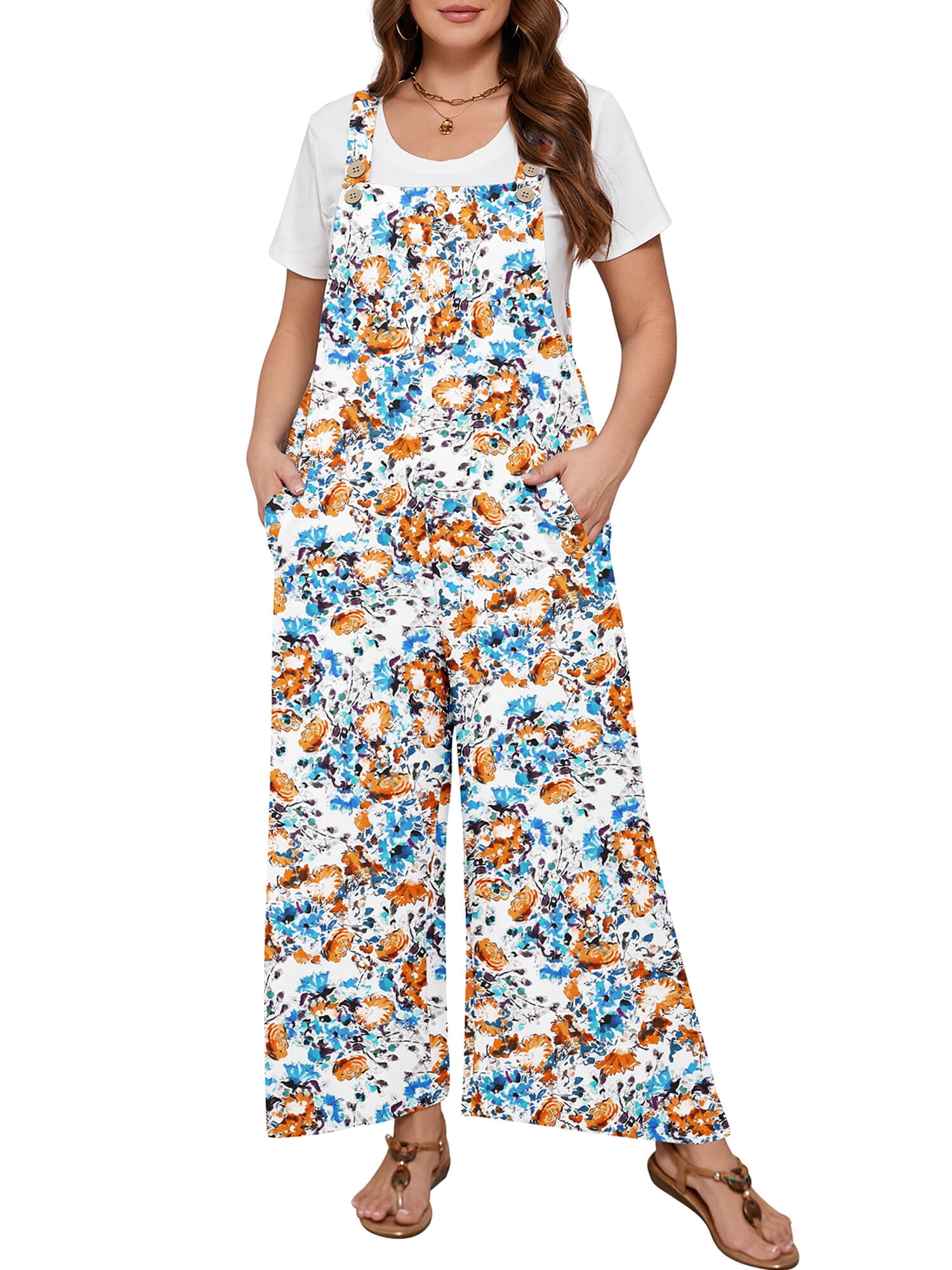 SHOWMALL Women‚Äôs Plus Jumpsuits Summer Boho Wide Leg Rompers 3X ...