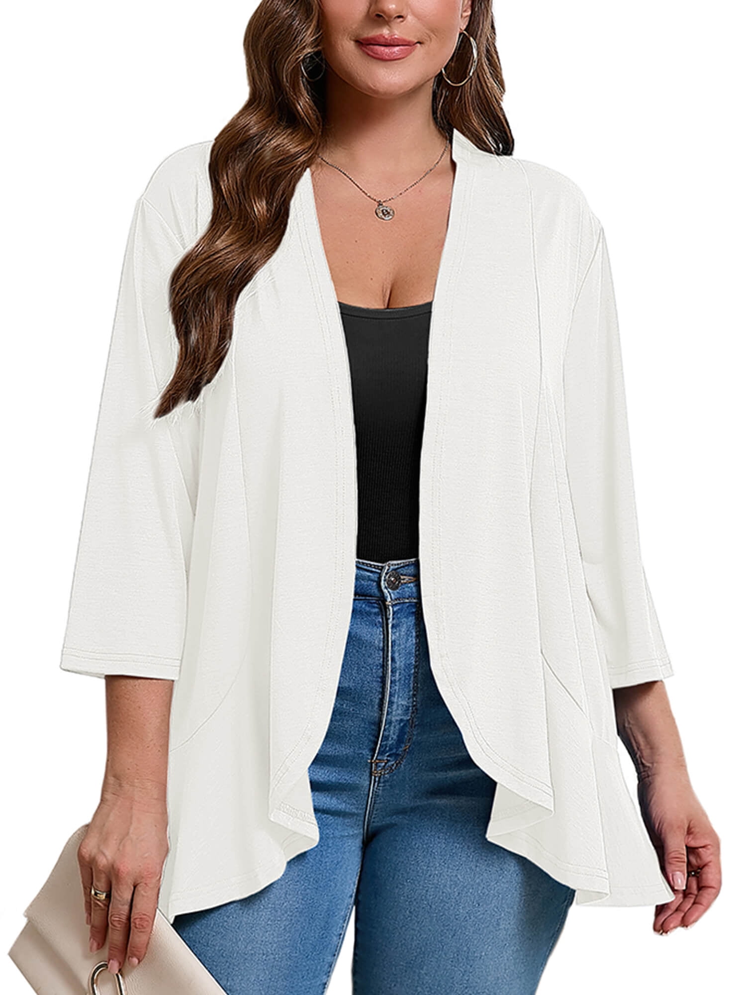 Showmall Women's Plus Lightweight Cardigan 3X Open Front Bolero ...