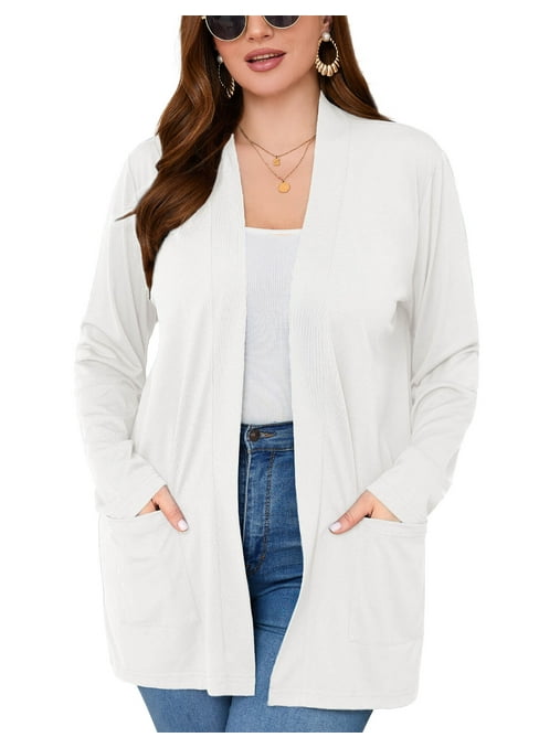 SHOWMALL Women's Plus Cardigans Lightweight Open Front Cardigans 3/4 ...