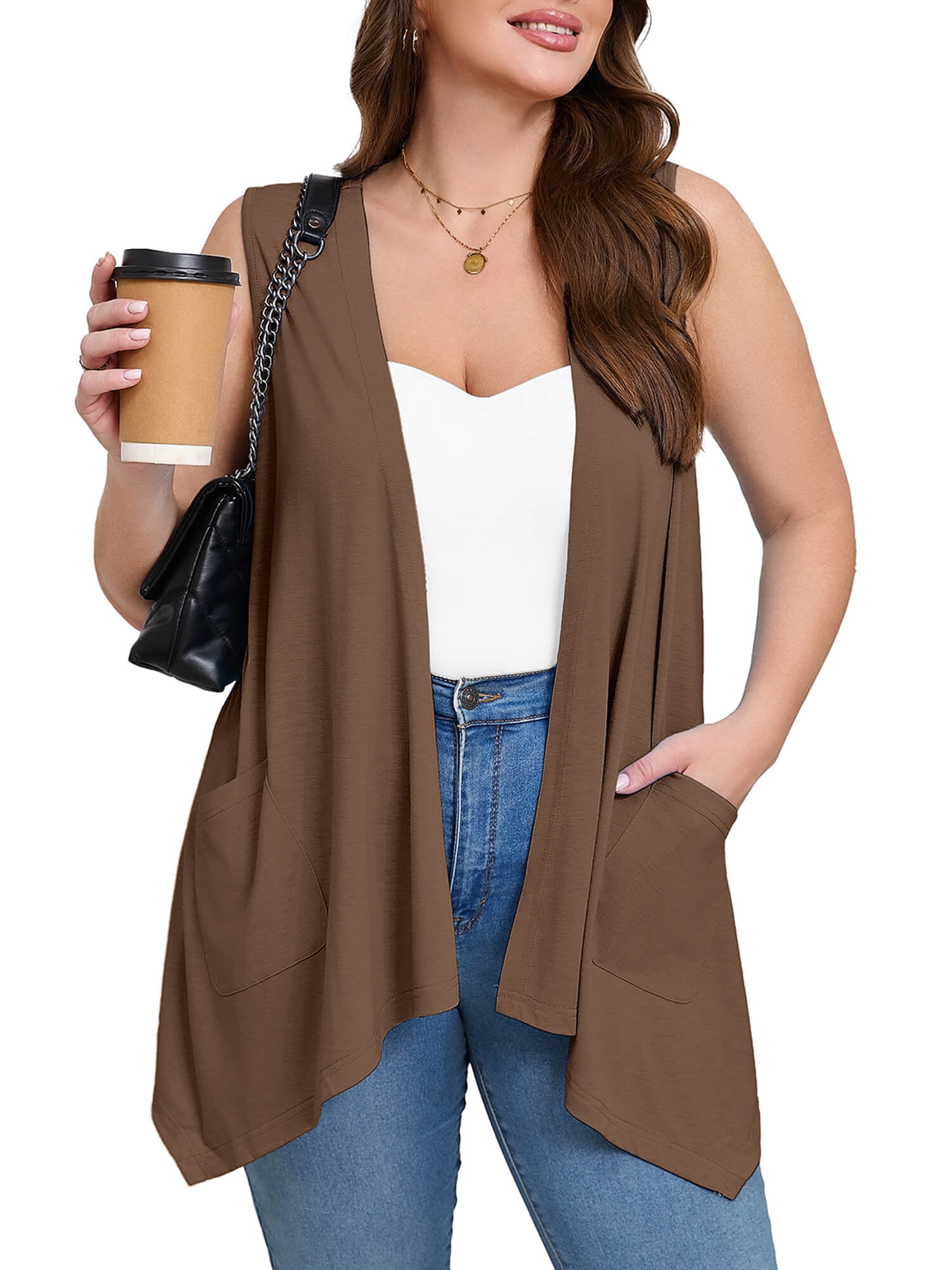 SHOWMALL Women's Plus Size Lightweight Cardigan Summer High Low Hem ...