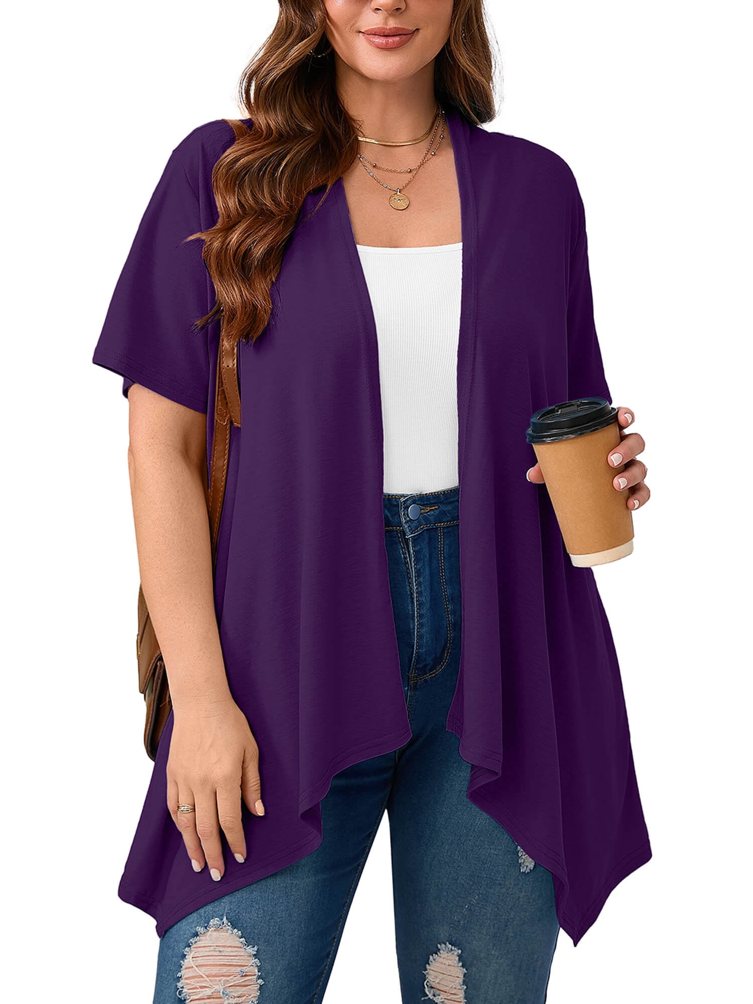 SHOWMALL Women's Plus Size Summer Shrugs Draped Front Open Boleros ...