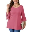 SHOWMALL Plus Size Tunic Top for women 3/4 Sleeve Blouse Gray 3X ...