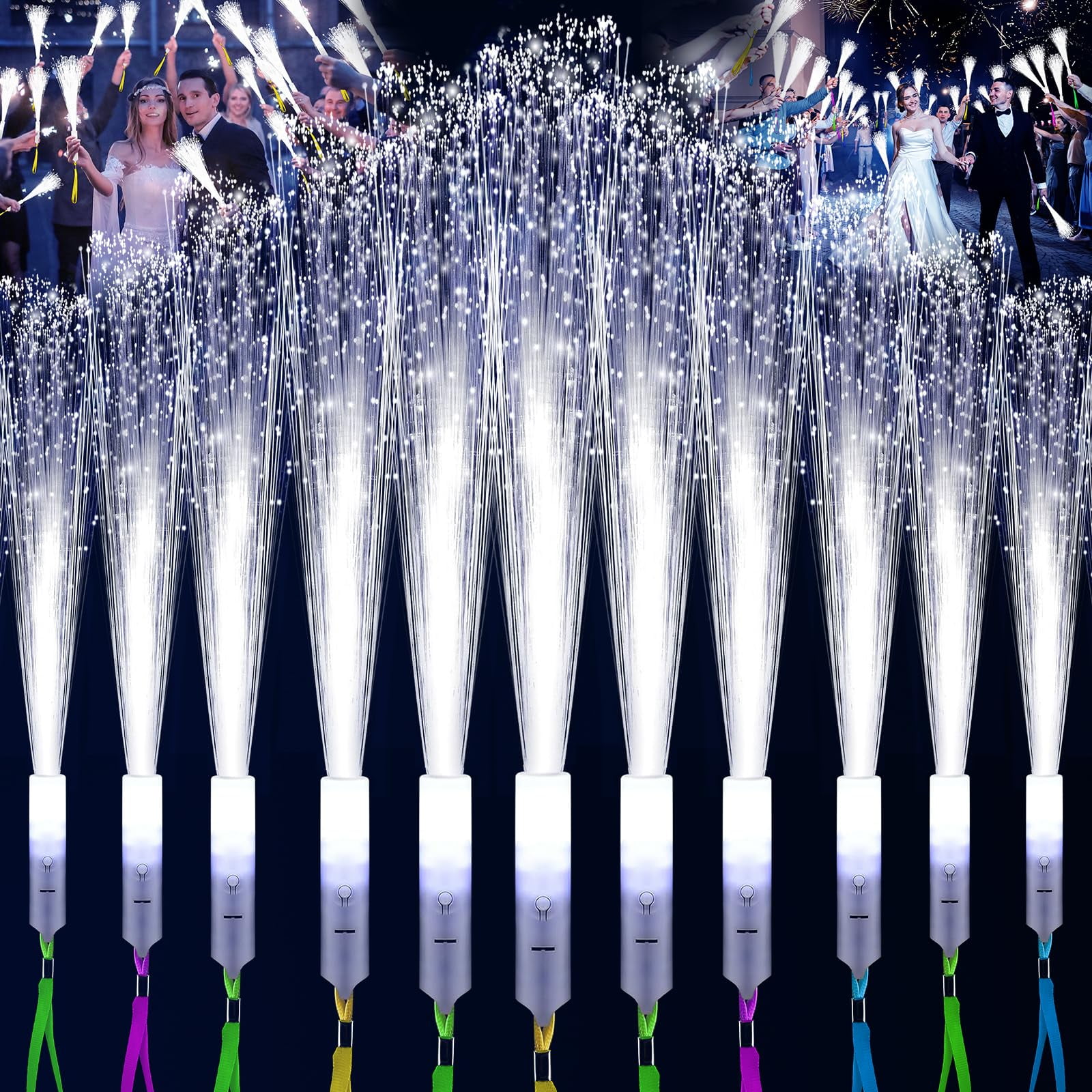 SHQDD 28 PCS Fiber Optic Wands BSL1 with 3 Light Modes, Glow Wands ...