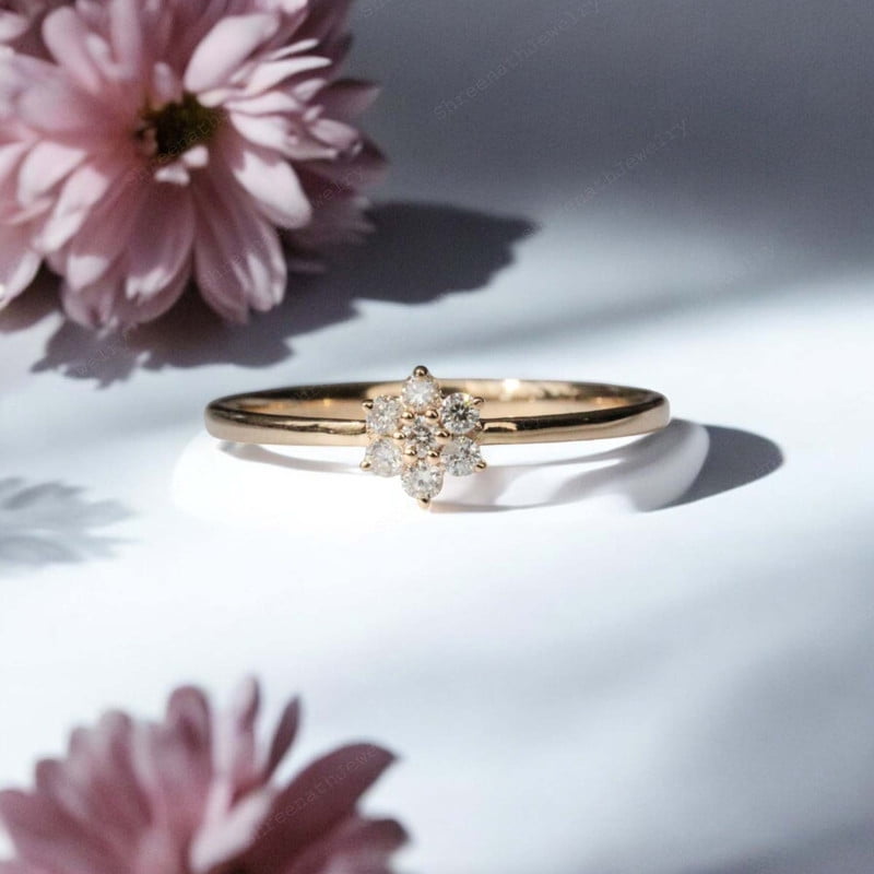 SHREENATHJEWELRY 1.5MM / 1Ct Moissanite Engagement Ring Flower Promise ...