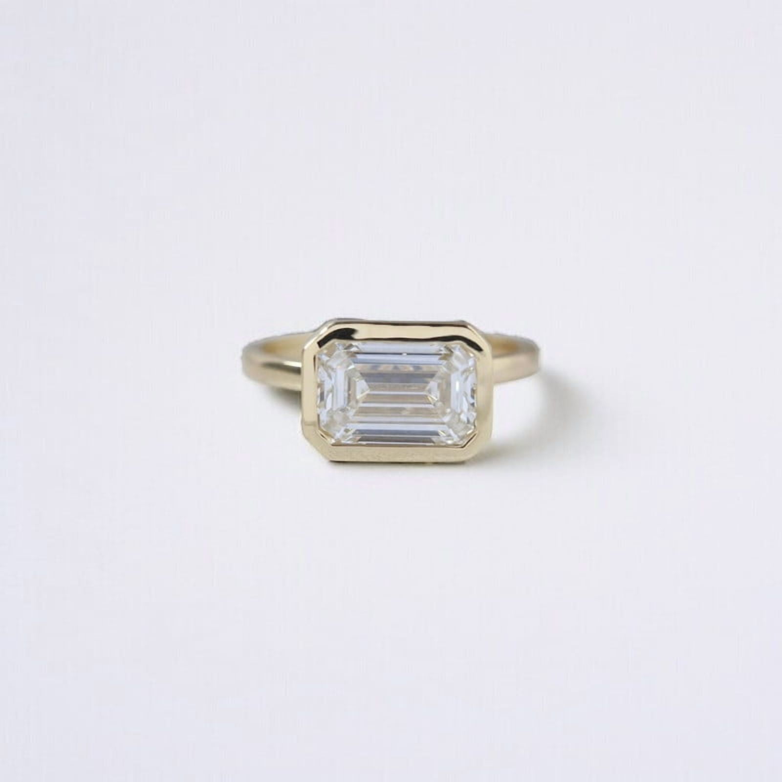 SHREENATHJEWELRY 2CT Bezel Set Emerald Cut Moissanite Engagement Ring ...