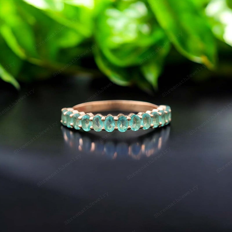 SHREENATHJEWELRY 4x2MM / 2Ct Vintage Apatite Wedding Band - Half ...