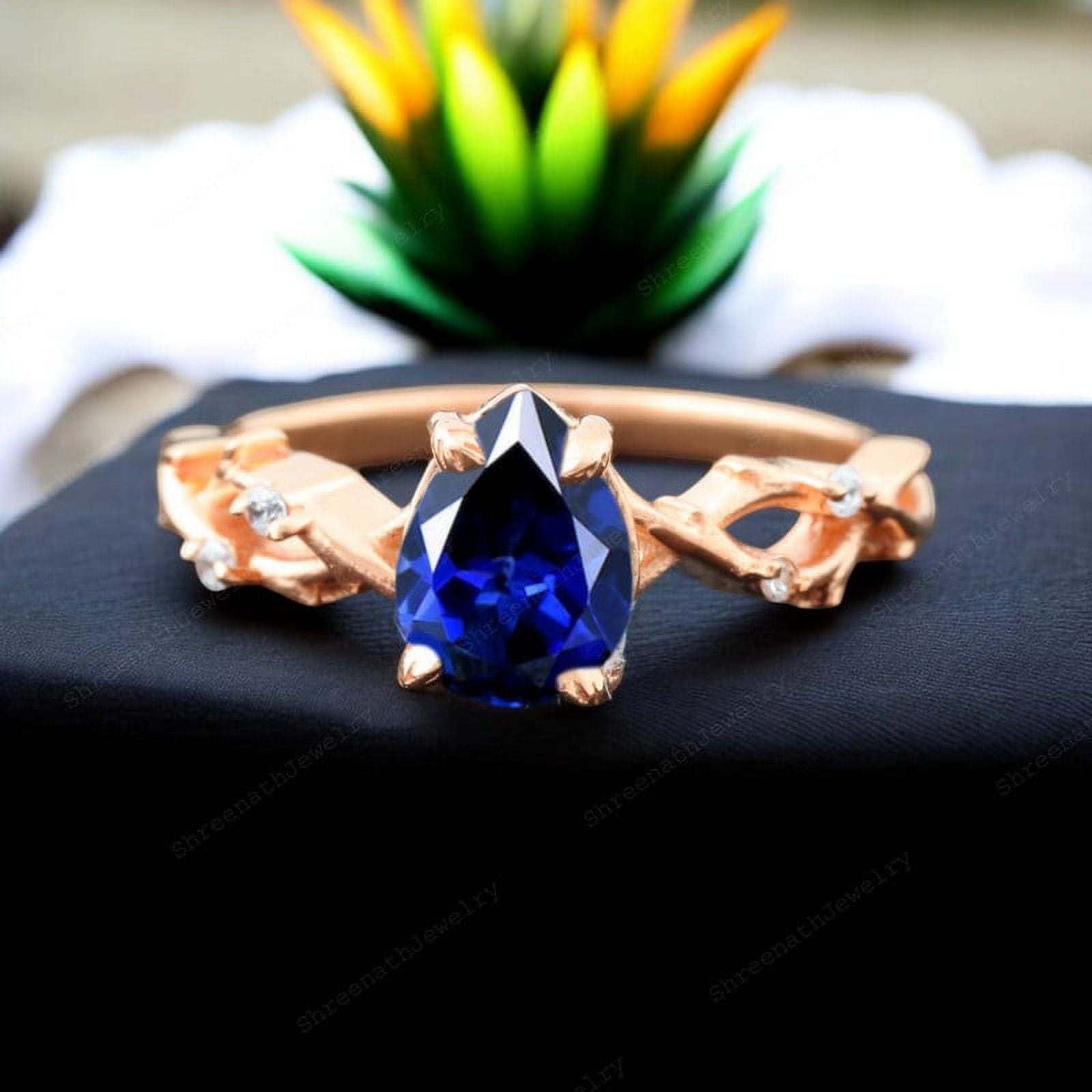 SHREENATHJEWELRY 7x5MM / 1 Ct Green Sapphire Engagement Ring - CZ ...