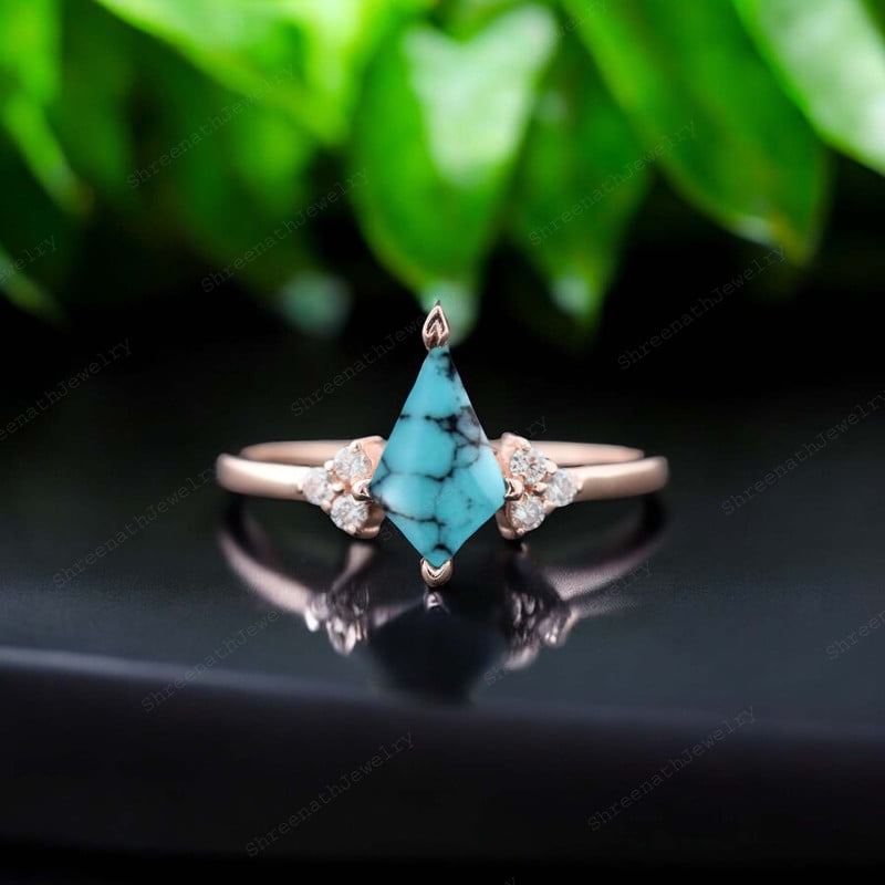 SHREENATHJEWELRY 9x7MM / 3Ct Turquoise Engagement Ring- Kite Cut ...