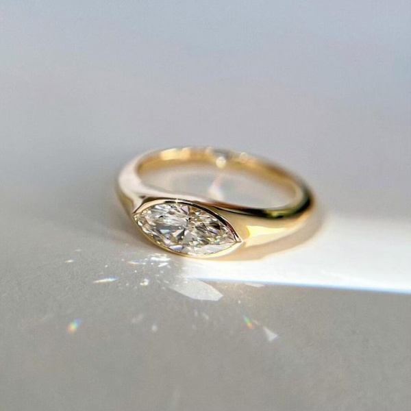 SHREENATHJEWELRY Classic 1.50 CT Moissanite Signet Ring / East-West ...