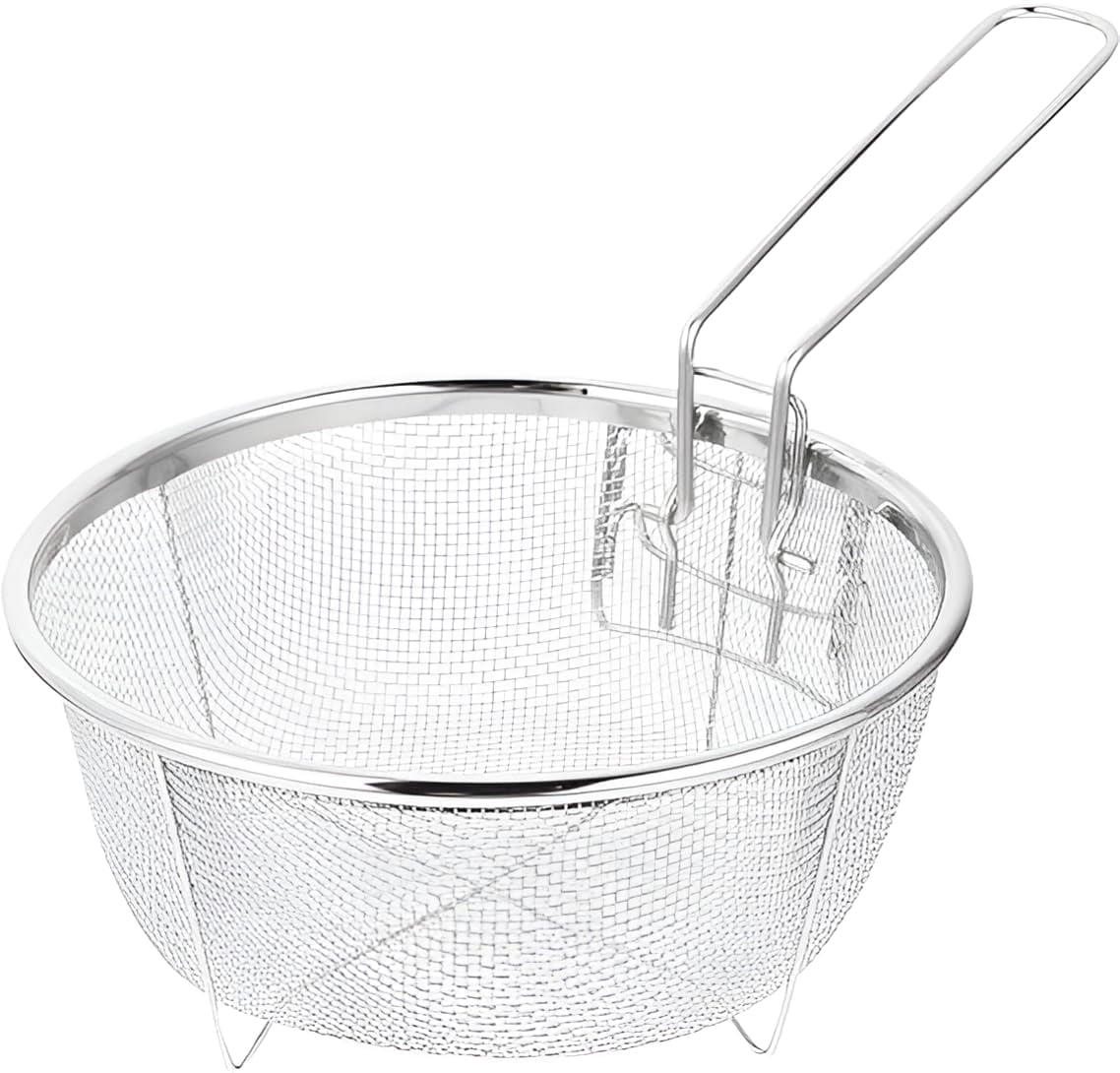 SHREESAMP Frying Basket Round Big Skimmer Strainer French Fries Chicken ...