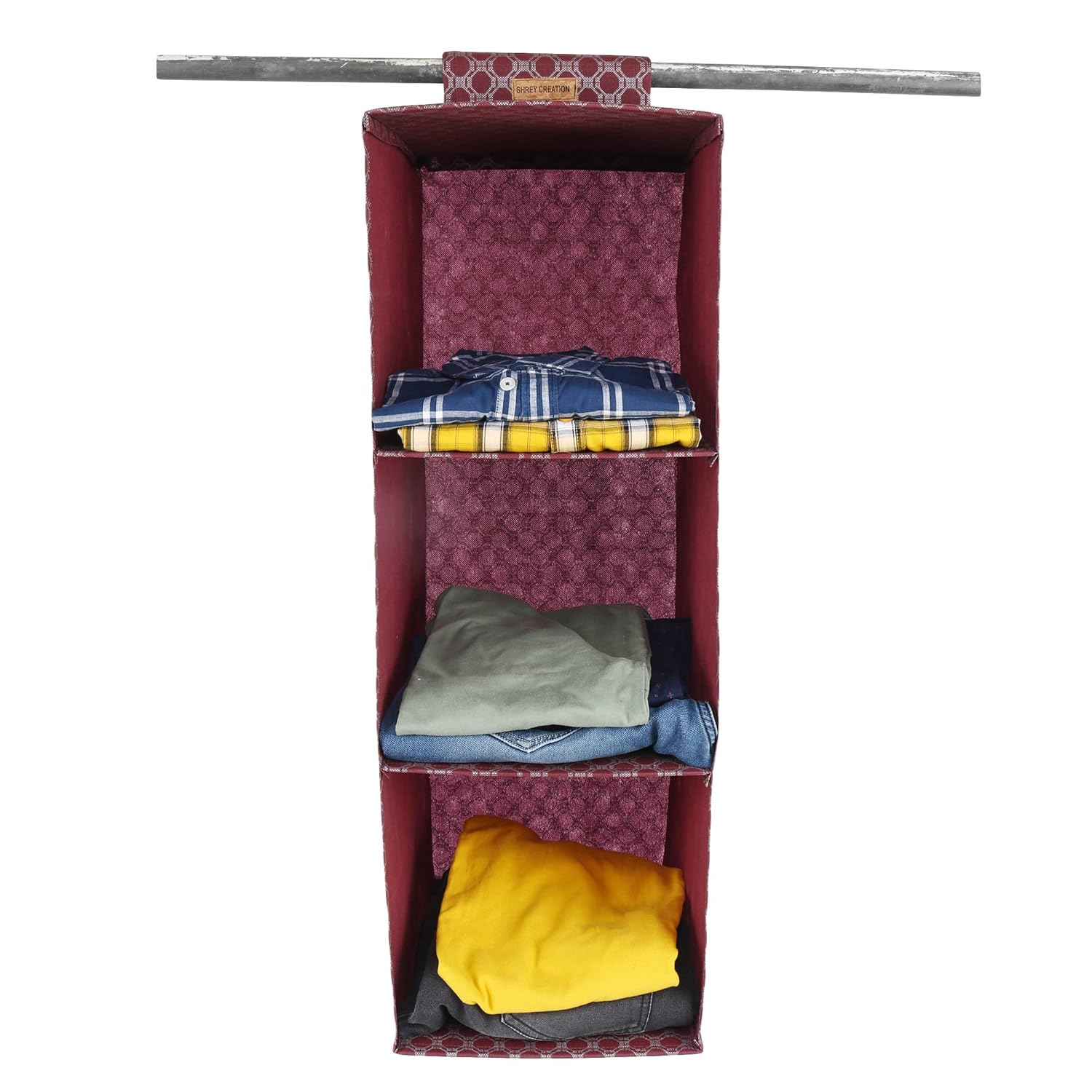 SHREY CREATION NonWoven Hanging 3 Shelves Wardrobe Closet Cloth ...