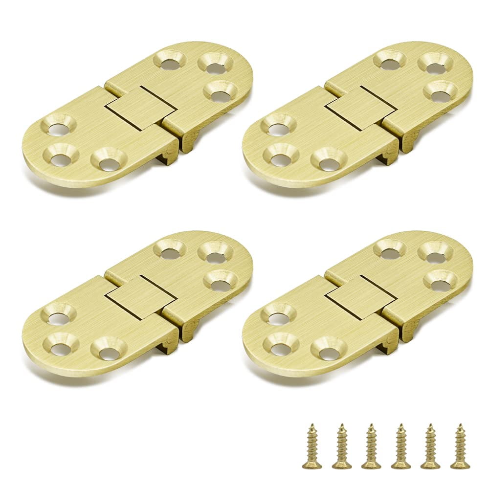 SHRJ 4 Pcs Brass Butler Tray Hinge Round Edge, 180 Degree Folding Flip ...
