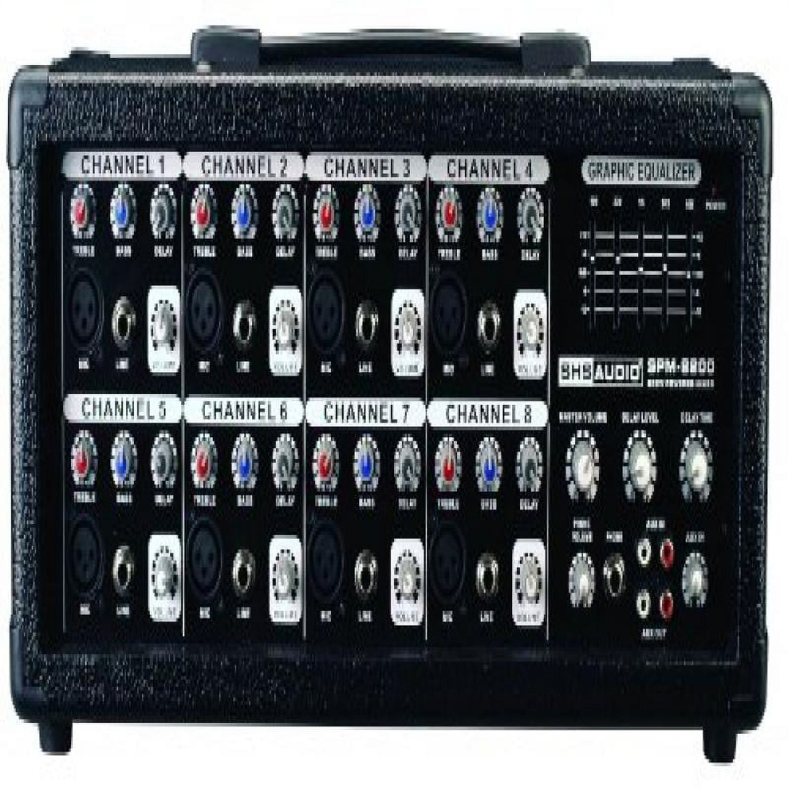 SHS Audio SPM-8200 200-Watt 8-Channel Powered Mixer, Black - Walmart.com