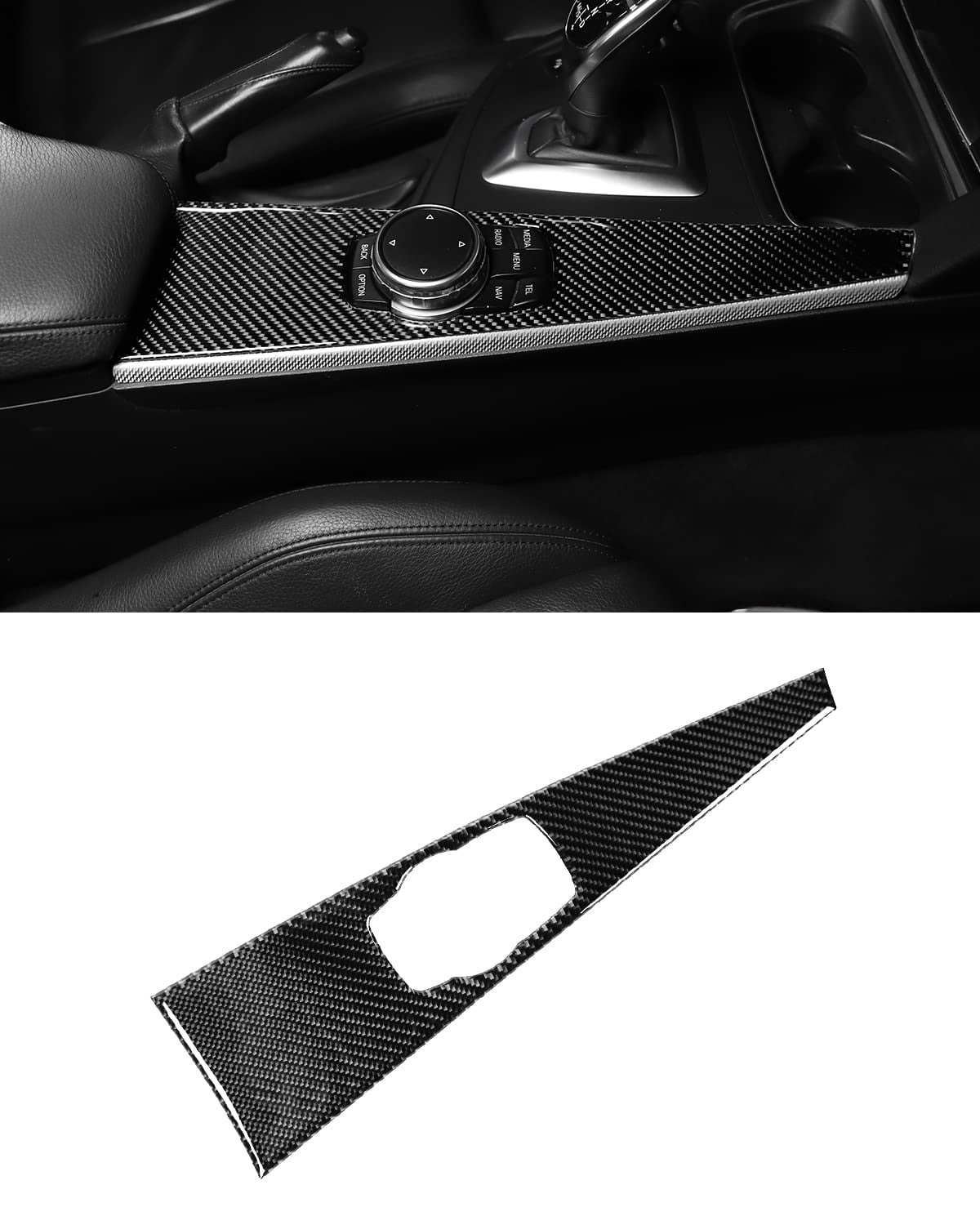 SHSBSCAR Soft Carbon Fiber Car Center Console Multimedia Button Panel ...