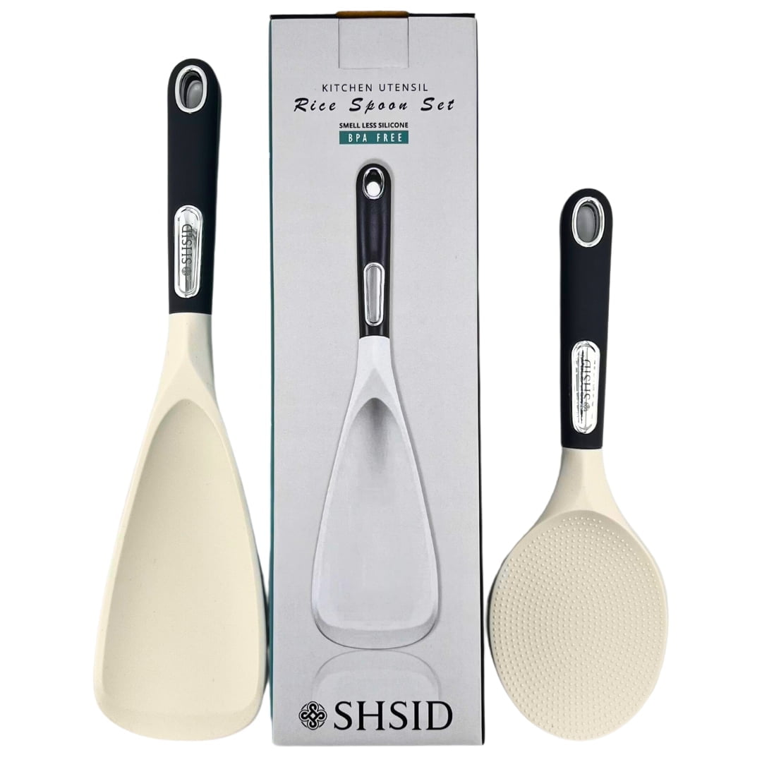 SHSID Cooking Spoon, Silicone Rice Scooper, Nonstick Serving Paddle ...