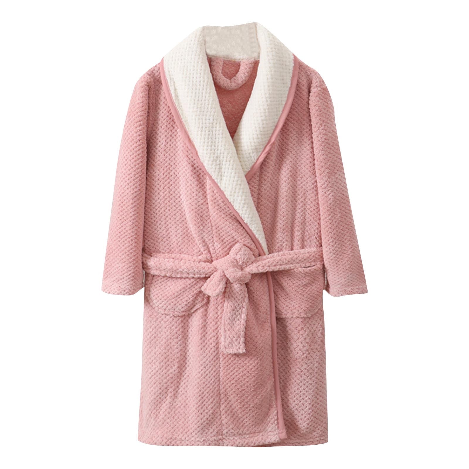 SHTXOZHI Girls Boys Fuzzy Fleece Robes Warm Flannel Bathrobe Kids ...
