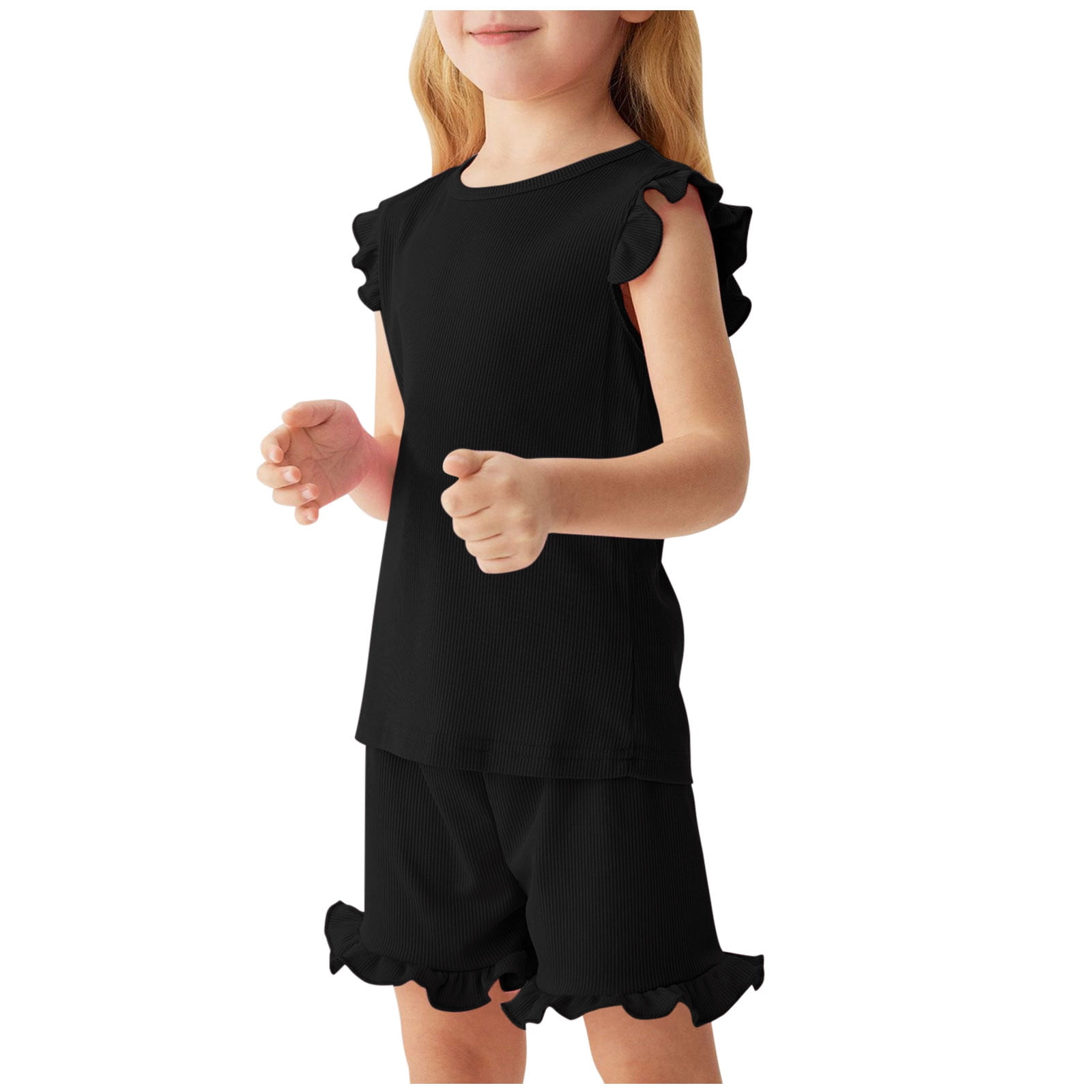 SHTXOZHI Girls Summer Clothing Sets Ruffle Tank Tops and Shorts Cute 2 ...
