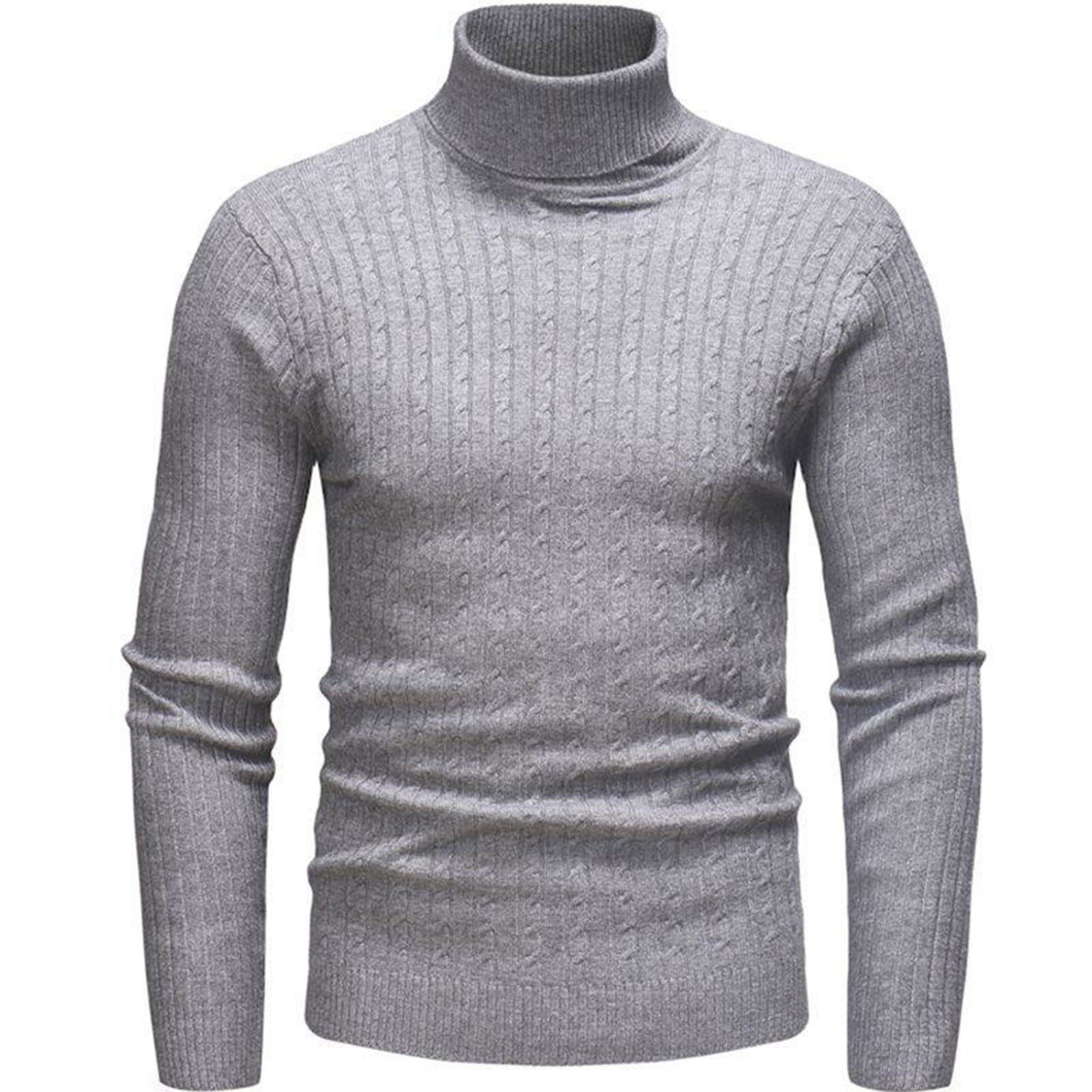 SHTXOZHI Men Turtleneck Cable Knit Sweaters Long Sleeve Solid Color ...
