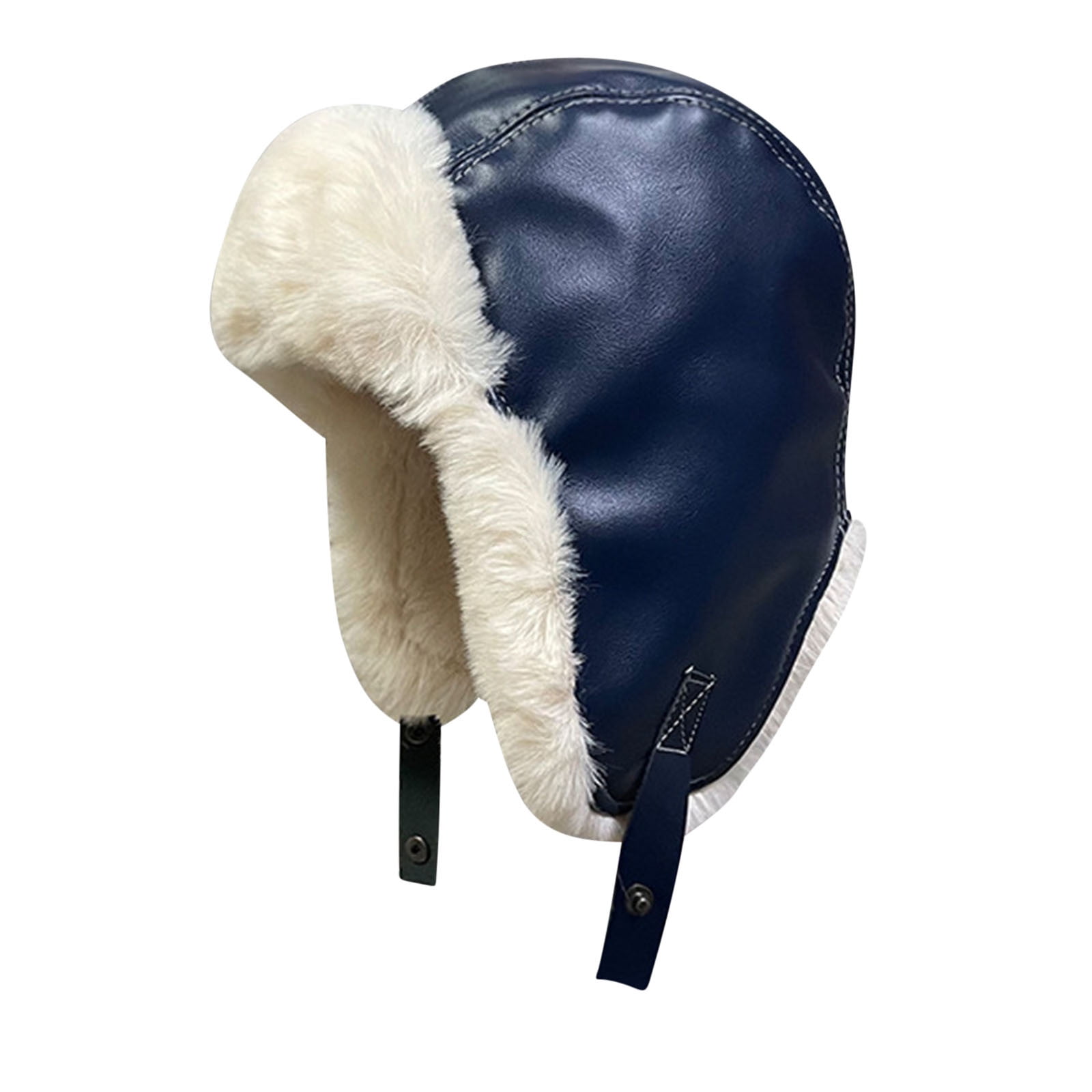 SHTXOZHI Men Women Warm Trapper Hat Winter Leather Hat with Ear Flaps ...