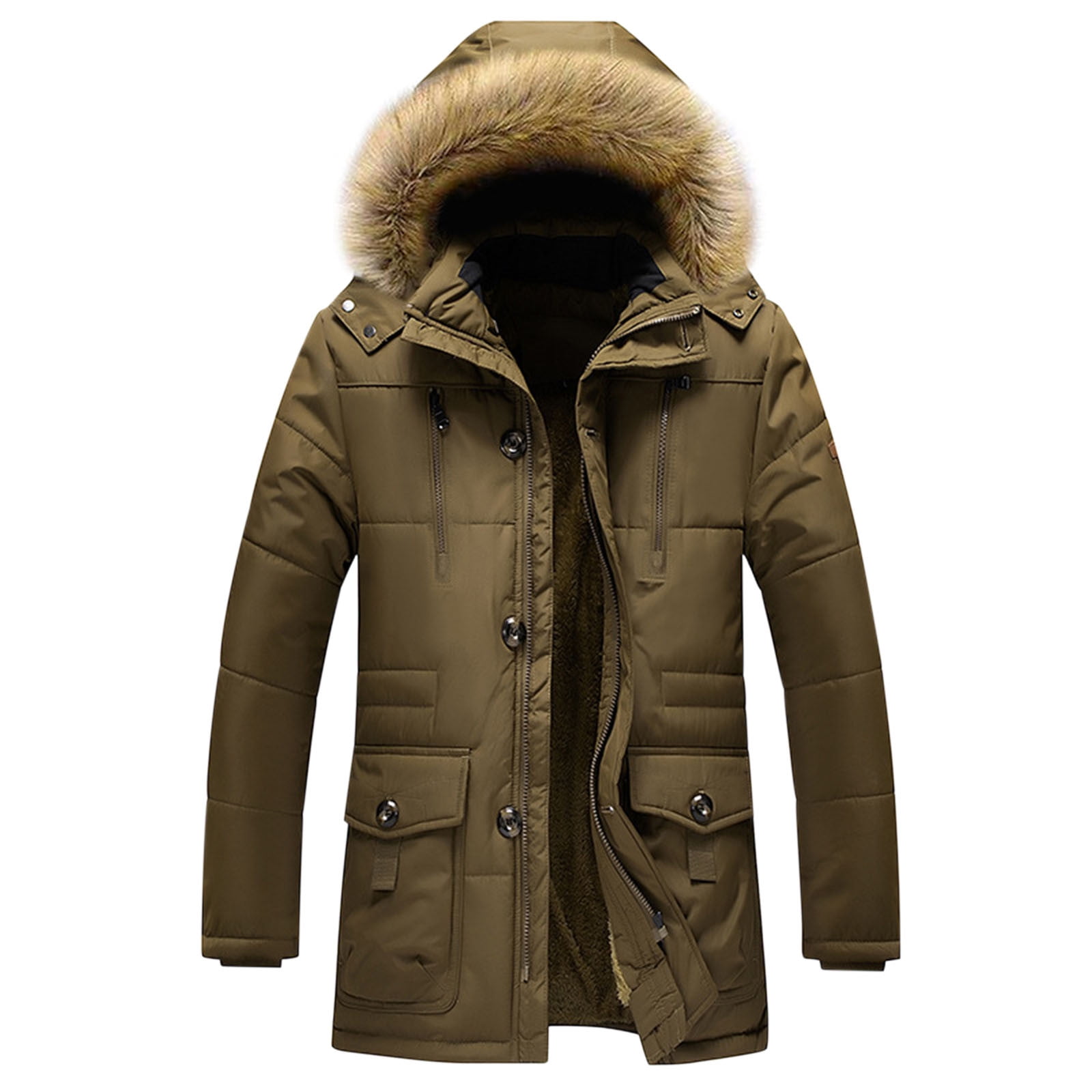 SHTXOZHI Men's Winter Warm Puffer Jacket Zip Up Hooded Down Coat ...