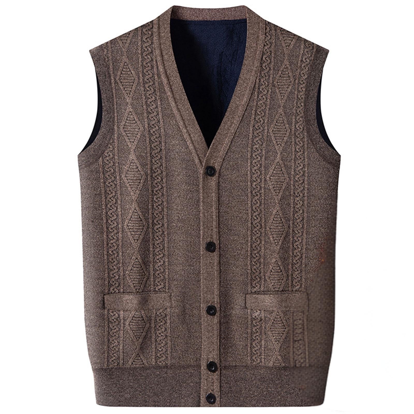 SHTXOZHI Mens Button Down Sweater Vest V Neck Sleeveless Cardigan ...