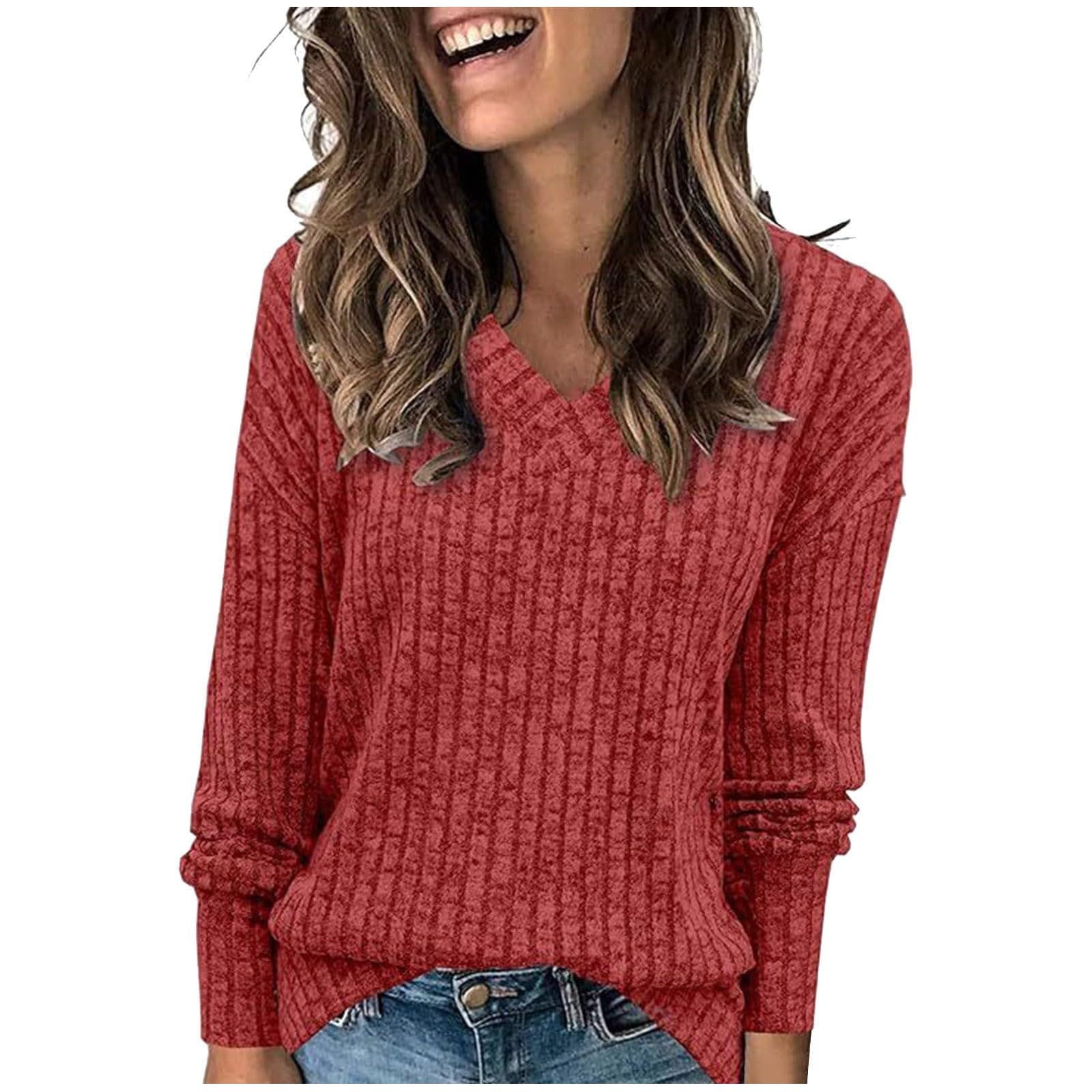 SHTXOZHI Women's Fall Winter Tops Knitted Casual Pullover Sweater 2024 ...