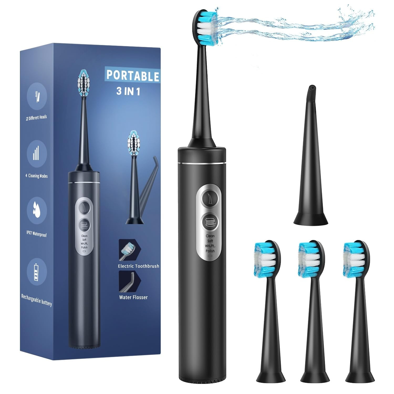 SHUBIGGE Electric Toothbrush with RRF12 Water Flosser, 3 in 1 Electric ...