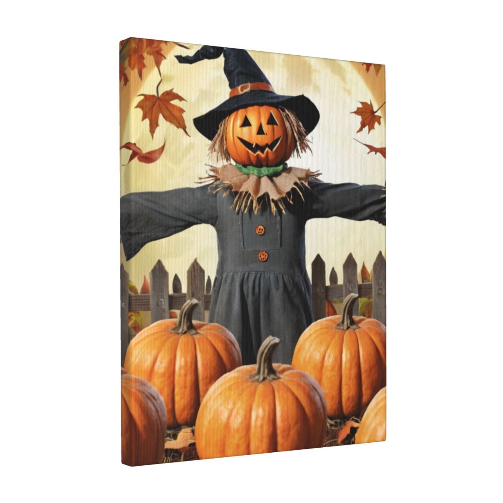 SHUISHANHUA harvest scarecrow ramed canvas printed wall art set with ...
