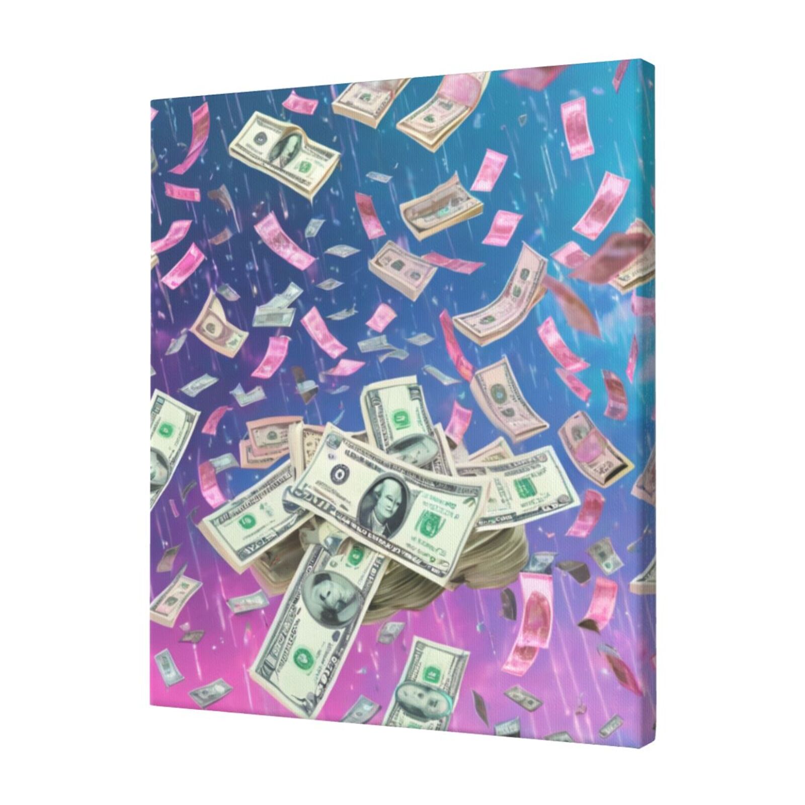 SHUISHANHUAPink glitter money rame wall art room decoration, oil ...