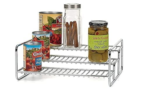 SHULABH CREATIVE Stainless Steel 3 Tier Step Rack Shelf Spice Stand Jar ...