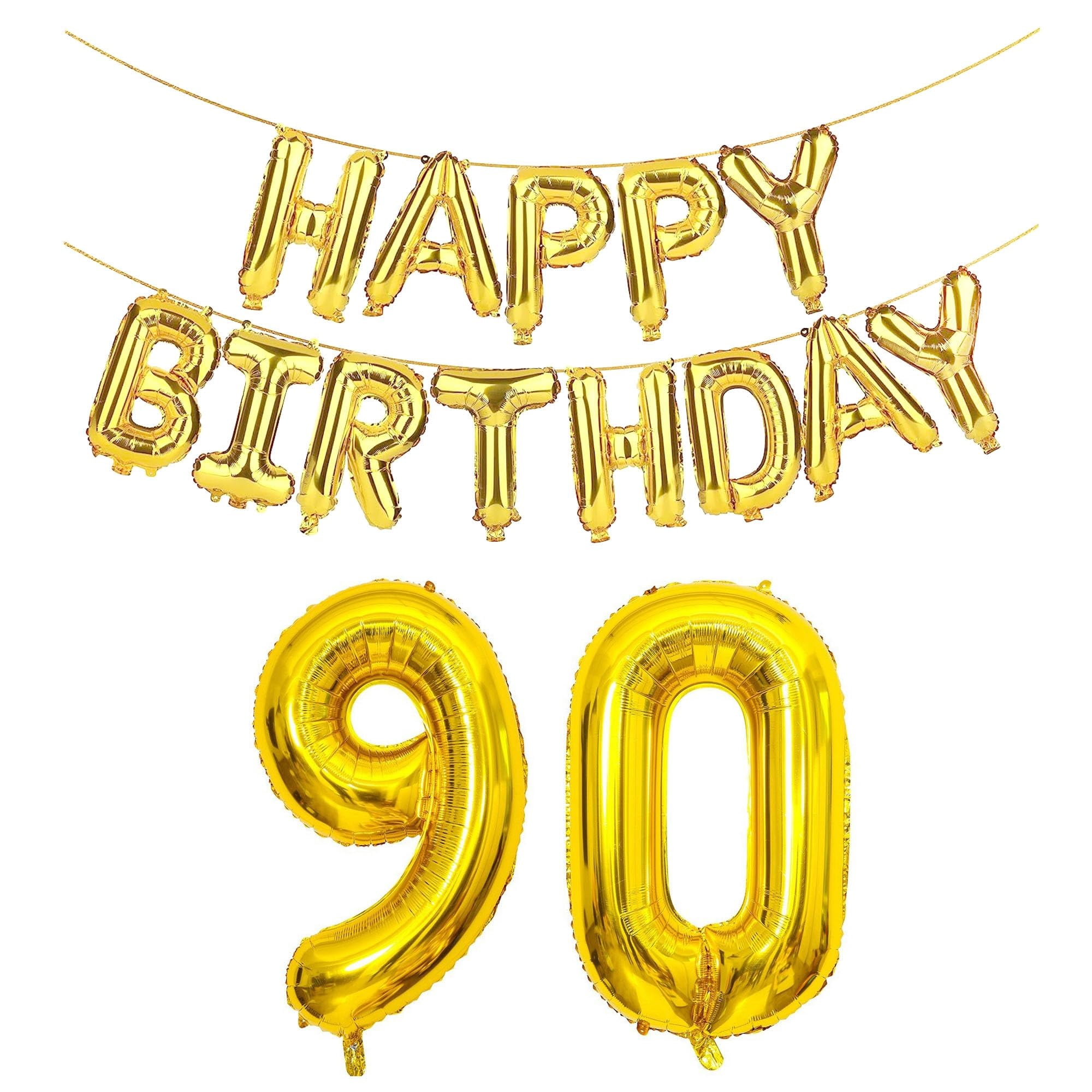 SHUNTAI 90th Birthday Decorations for Men Women 90 Balloon Number Gold ...